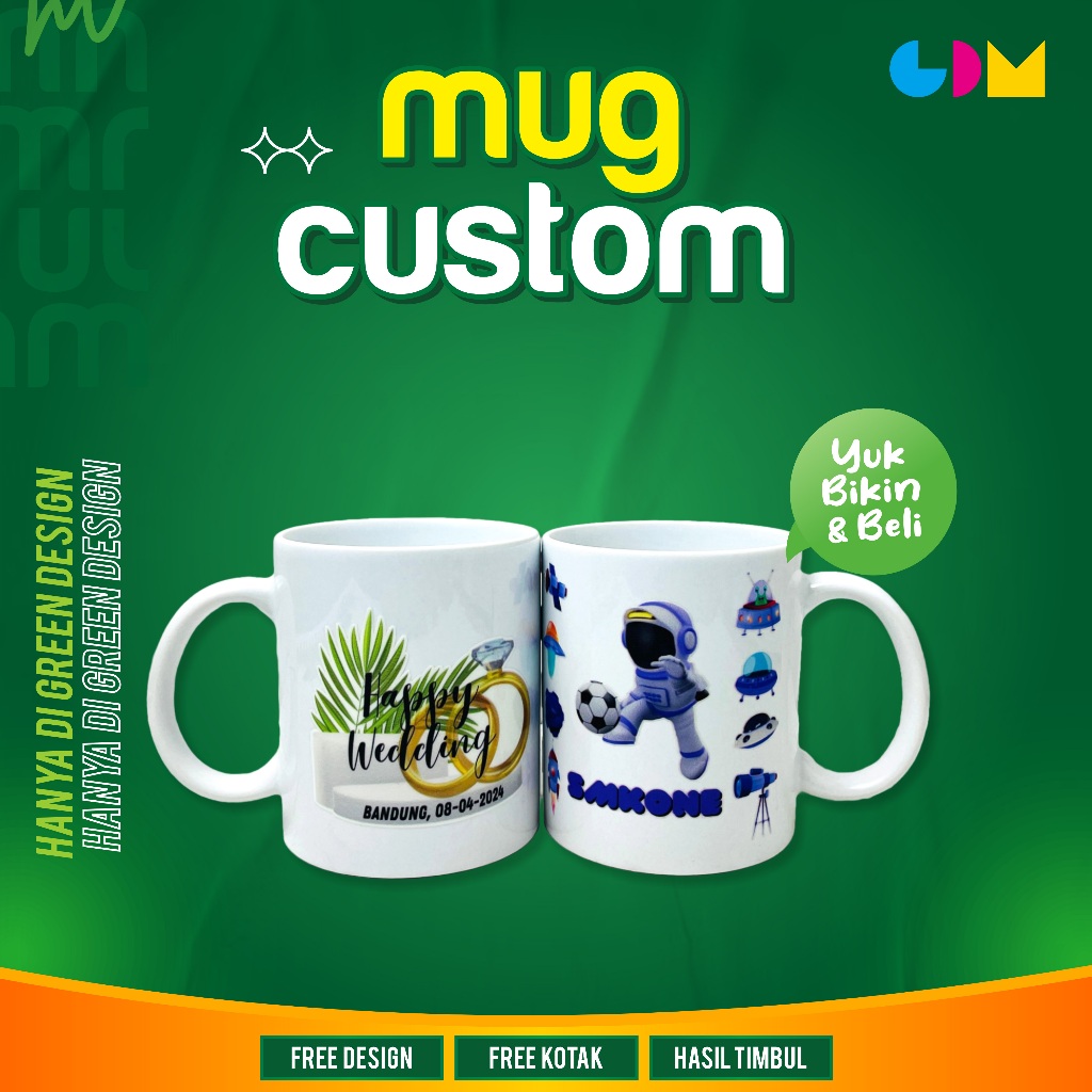 Jual MUG Gelas Custom Murah Cetak DTF UV Hasil Timbul Mug Souvenir ...