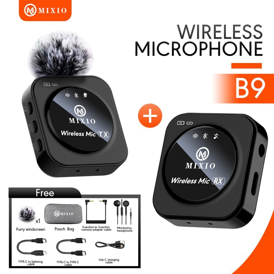 Jual MIXIO B9 B10 Wireless Microphone Mic Wireless Live Clip on Hp ...