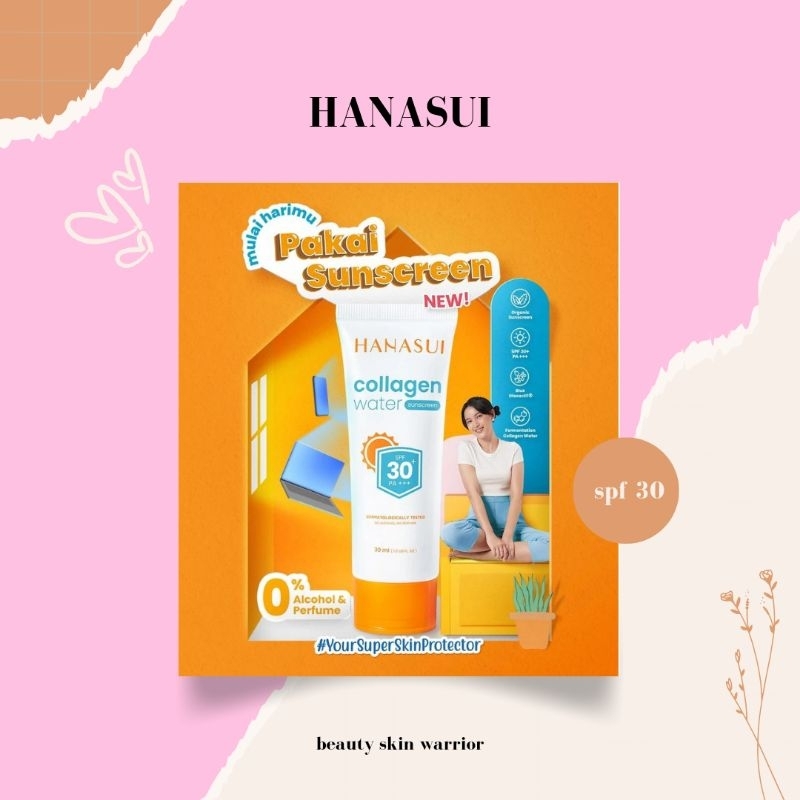 Jual Hanasui Collagen Water Sunscreen SPF 30+ PA+++ (PUTIH) 30ml ...