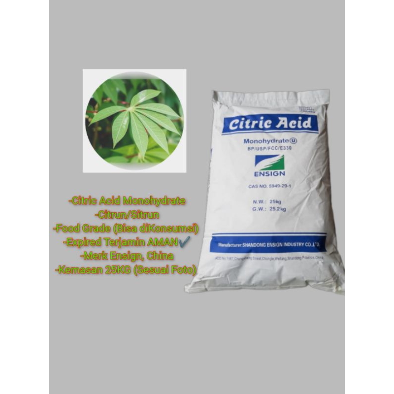 Jual Citric Acid / Citrun / Citric Monohydrate / Sitrun 25KG | Shopee ...