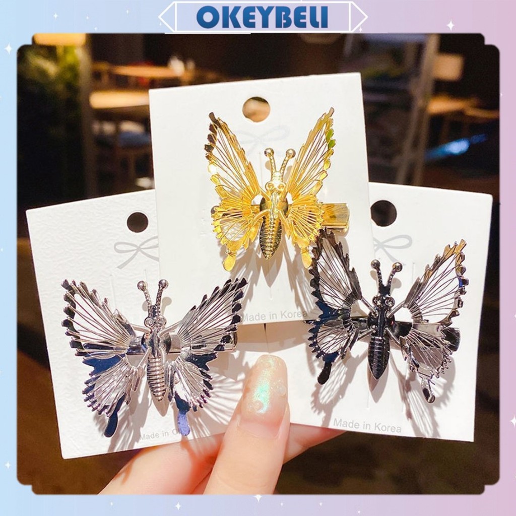 Jual •OKEY BELI•JP1511 Jepit Rambut Korea Kupu Kupu Jepitan Korean Style Hiasan Klip Logam Model ...