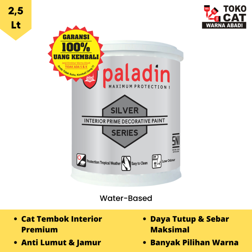 Jual CAT TEMBOK PREMIUM PALADIN SILVER 2.5 LITER ( KHUSUS INTERIOR ...