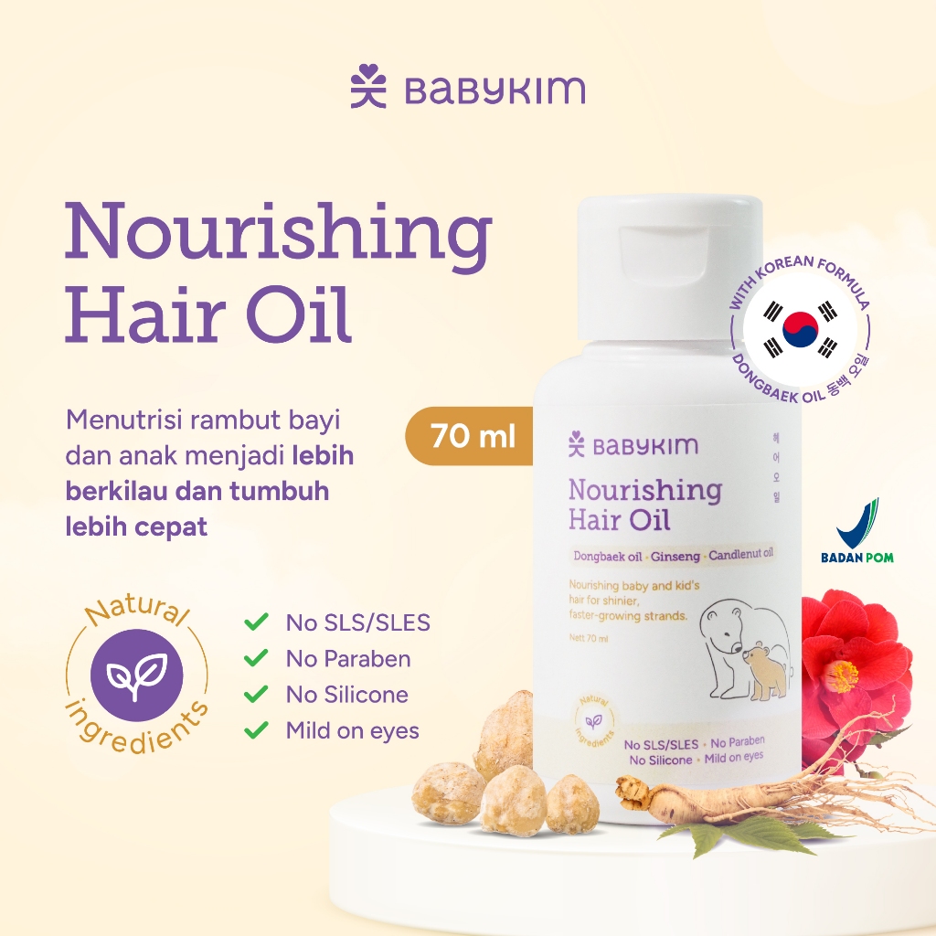 Jual Babykim Non SLS Hair Oil Baby Kids 70ml - Penumbuh Rambut Bayi ...