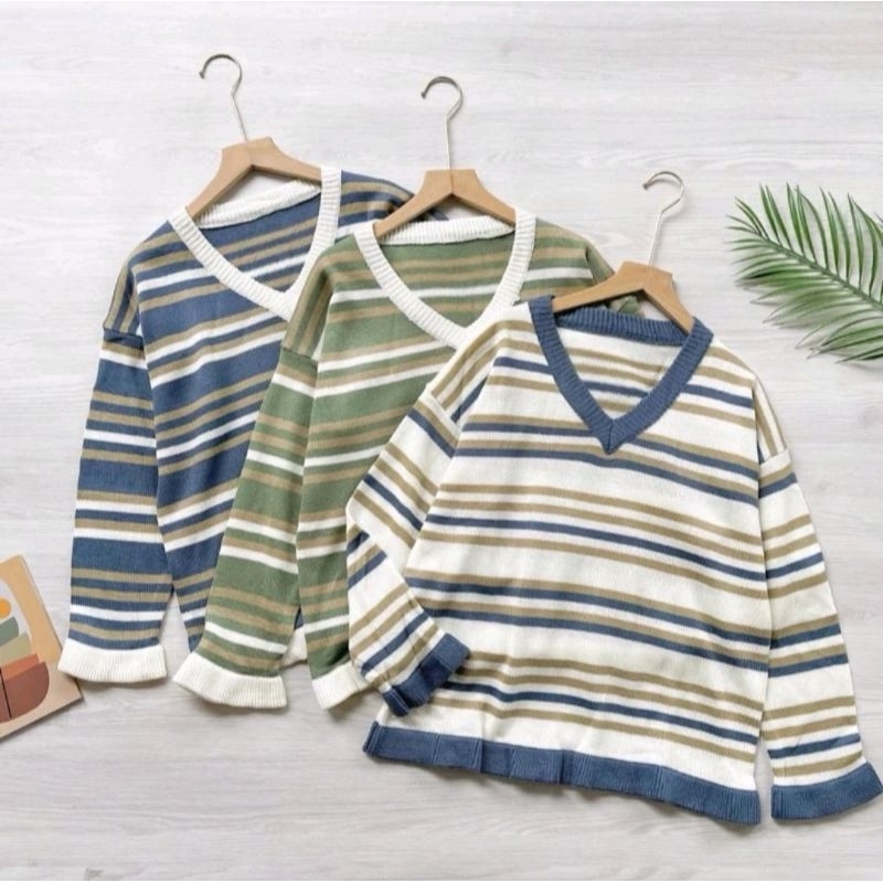 Jual LUCY SWEATER KNIT STRIPE / RAJUT TRIBAL TEBAL WANITA (COD ...