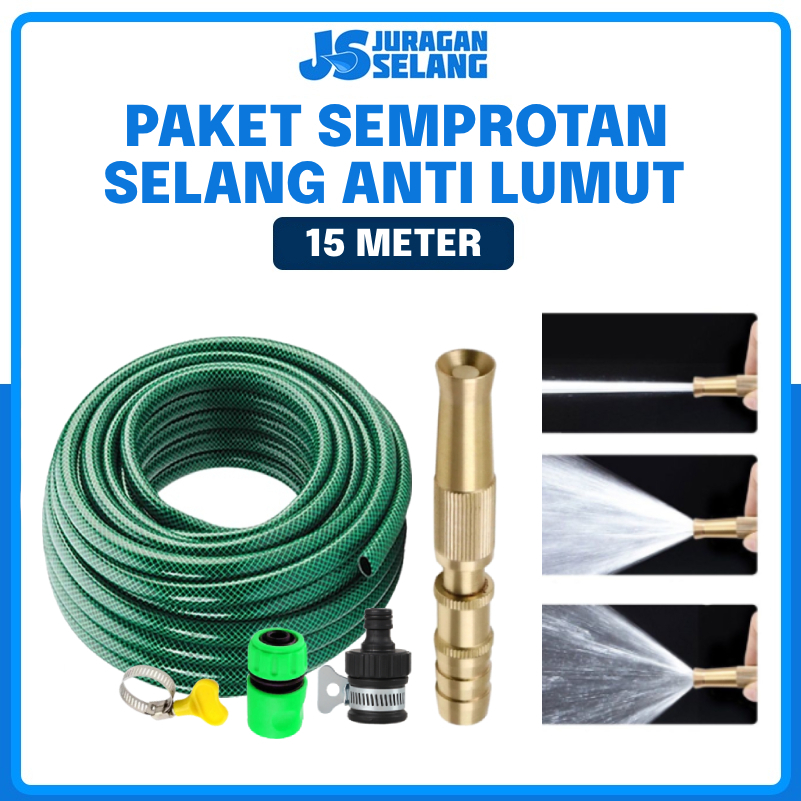 Jual JURAGAN Paket Selang Air 15 Meter Dengan Semprotan Air Cuci Motor Watergun Kuningan Jet ...