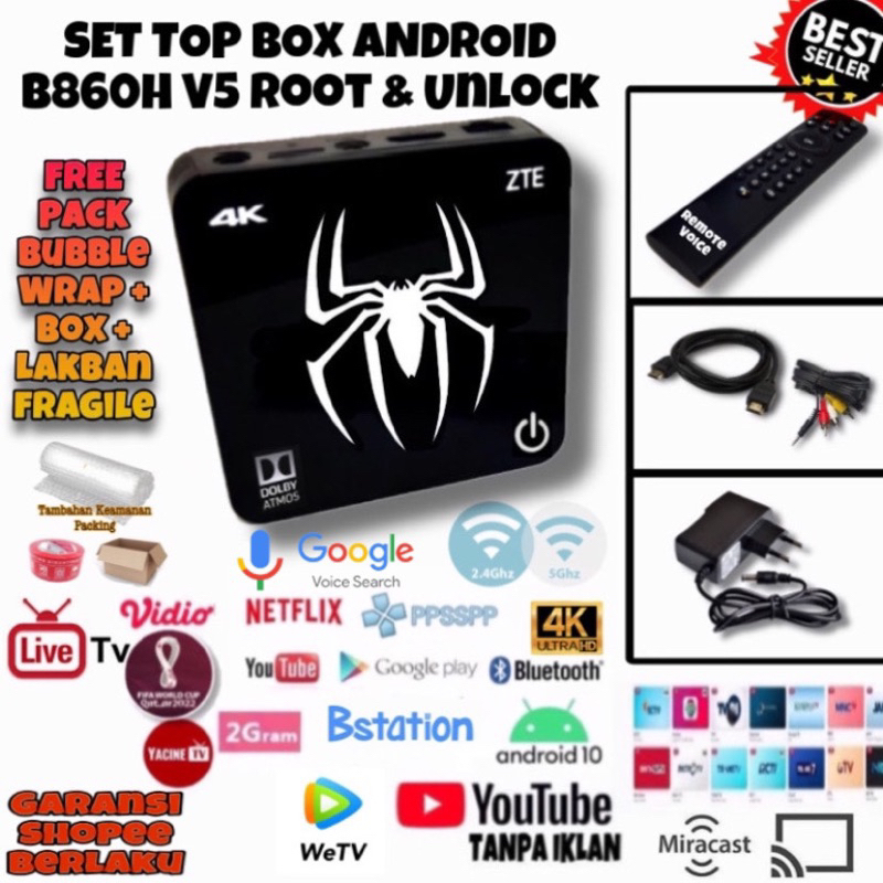 Jual STB TVBOX ANDROID B860H V5 ( Versi 5 ) OS 10 RAM 2GB ROM 8GB ROM ROOT UNLOCK SIAP PAKAI ...