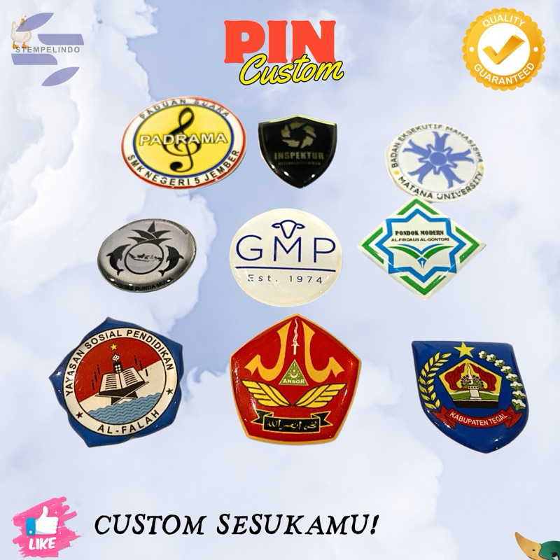 Jual Pin Kuningan Custom Desain Gambar Logo Resin Bening Cembung Peniti ...