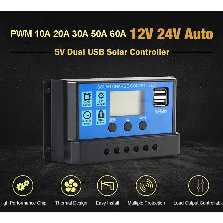 Jual JjS Solar Charge Controller Panel Surya PWM 12V 24V 1A 2A 3A 5A 6A ...