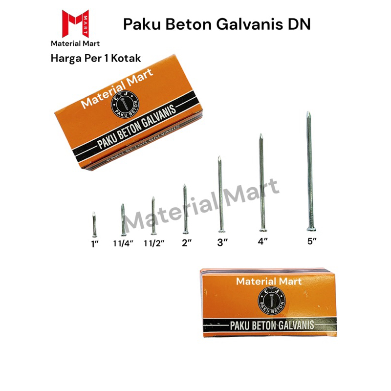 Jual Paku Beton Tembok Putih 1” Paku Beton Galvanis 2” Concrete Nails 3” Paku Dn 4” 5