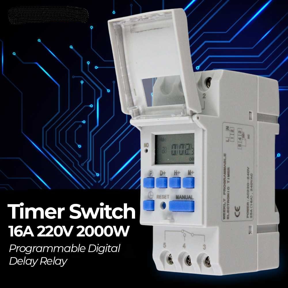 Jual Timer Programmable Digital Switch Relay 20 Program 220V 16A ...
