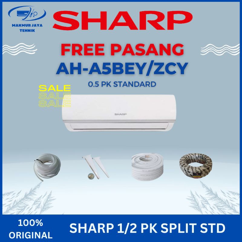 Jual AC SHARP 1/2 PK 0.5 PK AH-5BEY / AH-5ZCY GRATIS PASANG / AC 1/2 PK SHARP SPLIT STANDARD ...