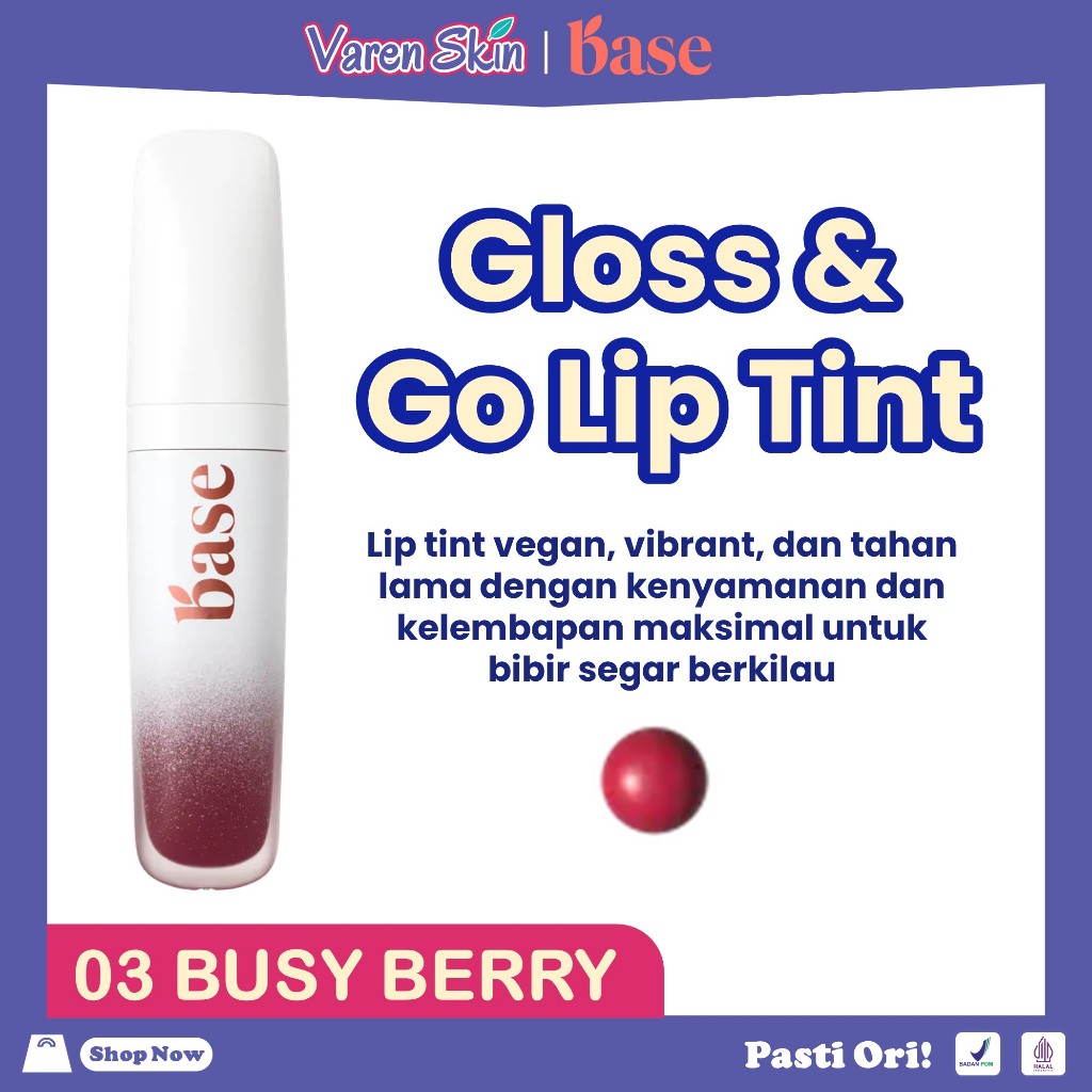 Jual BASE Gloss & Go Lip Tint 03 Busy Berry | Shopee Indonesia
