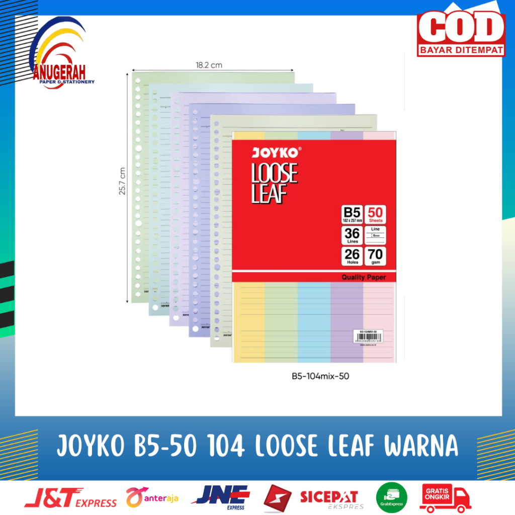Jual JOYKO B5-50 104MIX LOOSE LEAF WARNA (PCS) | Shopee Indonesia