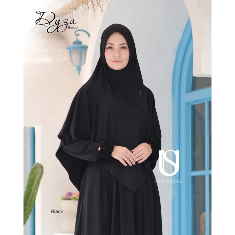 Jual Bergo jilbab NEW DYZA with logo khusus warna BLACK by umma GRADE A habisin stock | Shopee ...