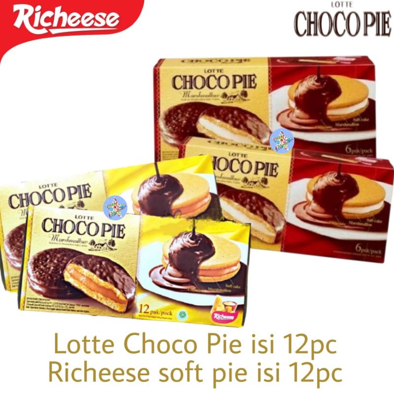 Jual Lotte Choco Pie Marshmallow 1 BOX isi 12 sachet Rasa | Shopee ...