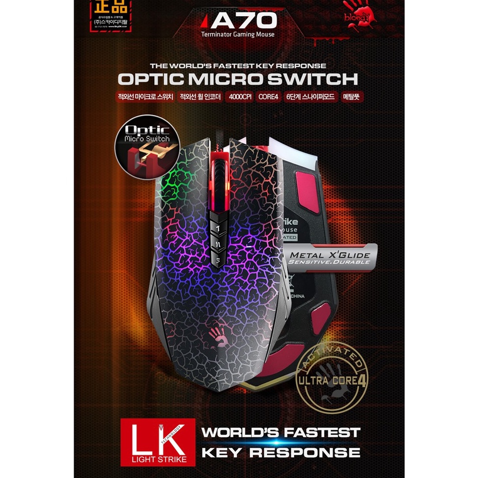 Jual ART V47N BLOODY A7 LIGHT STRIKE GAMING MOUSE Activated Ultra Core ...