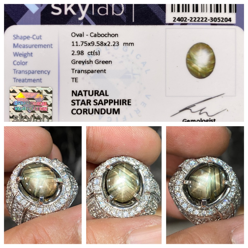Jual Natural 2.98ct green star sapphire bangsing kresnadana hq | Shopee ...