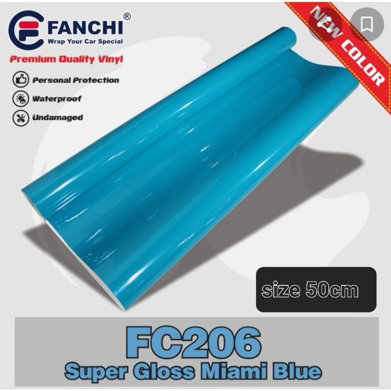 Jual Stiker Fanchi FC206 Miami Blue Super glos | Shopee Indonesia