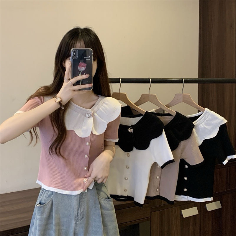 Jual Atasan Rajut Wanita Leher Renda (A193)- Atasan Crop Top Wanita ...