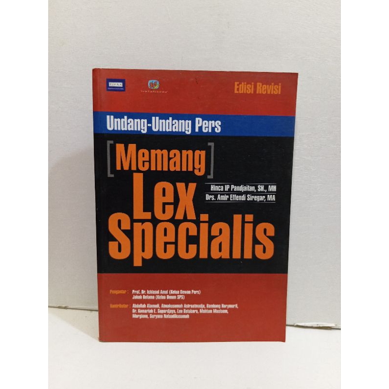 Jual Buku Undang-Undang Pers (Memang) Lex Specialis by Hinca IP ...