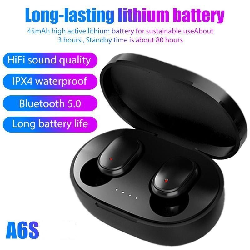 Jual A6S TWS Wireless Bluetooth Headset with Mic Earbuds Noice Cancelling | Shopee Indonesia