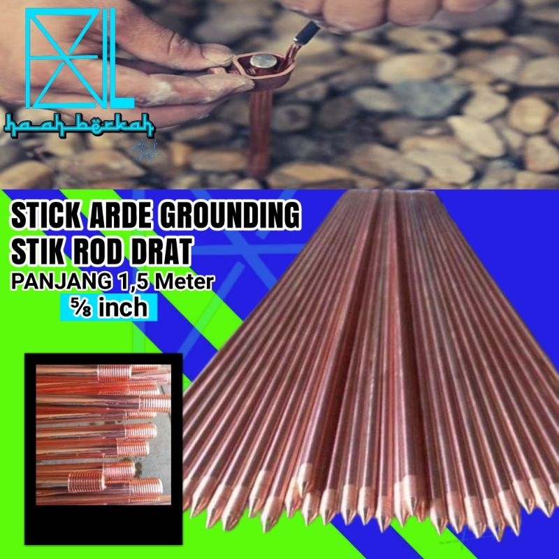 Jual Stick Rod Grounding /Stik arde Penangkal Petir Drat 5/8 panjang 1 ...
