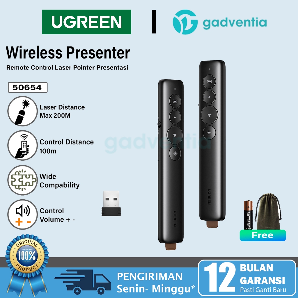 Jual UGREEN Wireless Pointer Red Light Laser Merah Remote Presentasi ...
