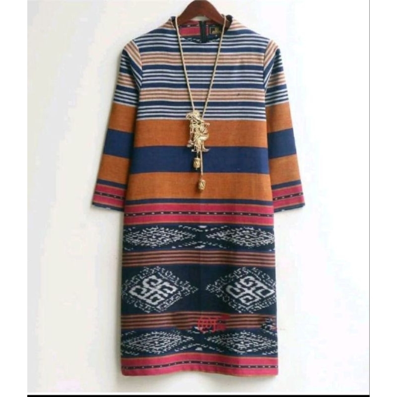 Jual BAJU TUNIK TENUN HALUSAN - DRESS TENUN ETNIK | Shopee Indonesia