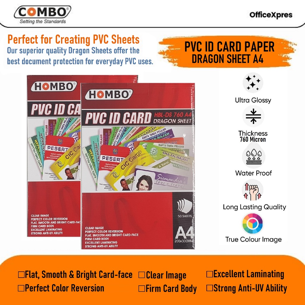 Jual Kertas PVC Instan Bahan ID Card A4 / Kertas PVC ID Card Cutter ...
