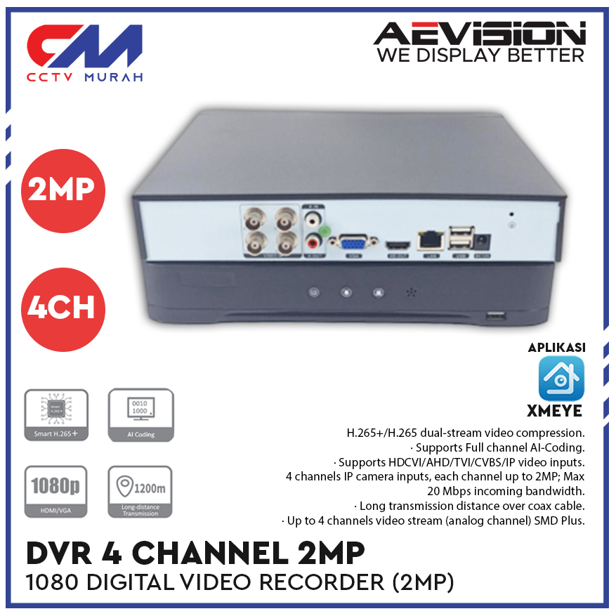 Jual Decorder DVR 2MP 4 Channel Xmeye Resolusi 1080p Full HD/DVR CCTV 4 ...
