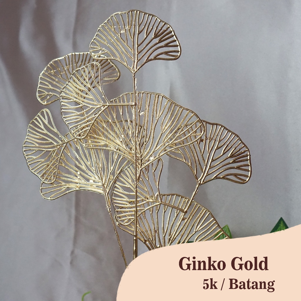 Jual Ginko Shell Kipas Hiasan Mahar Bunga Ginko Gold Estetik Artificial ...