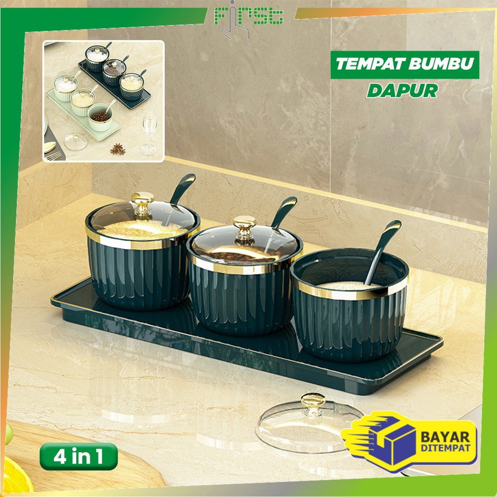 Jual FH-C1008 Tempat Bumbu Dapur Set 4IN1 Penyimpanan Gula Garam Dapur ...