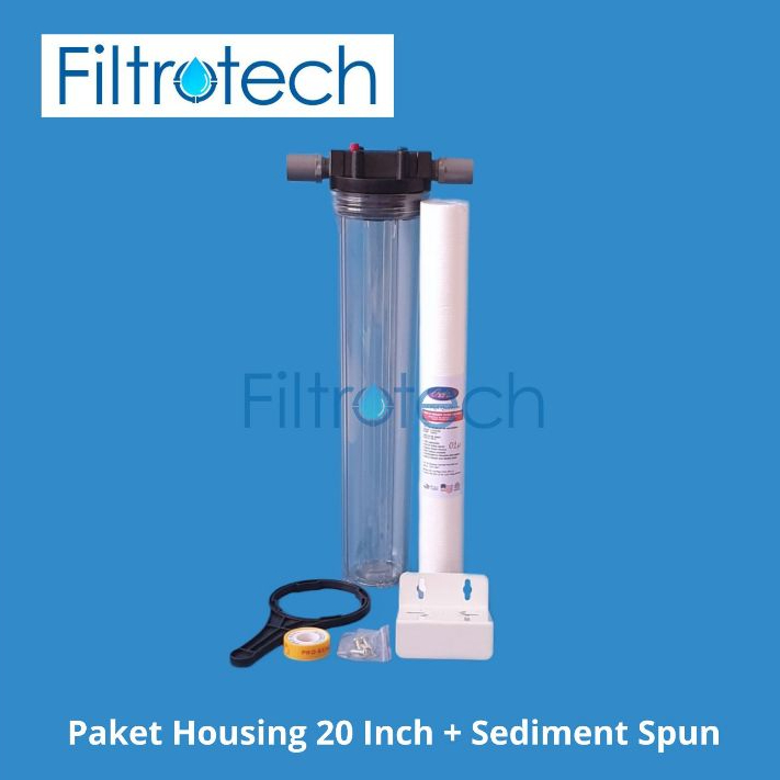 Jual Paket Housing Filter + Catridge Sedimen Spun 20 Inch Clear ...