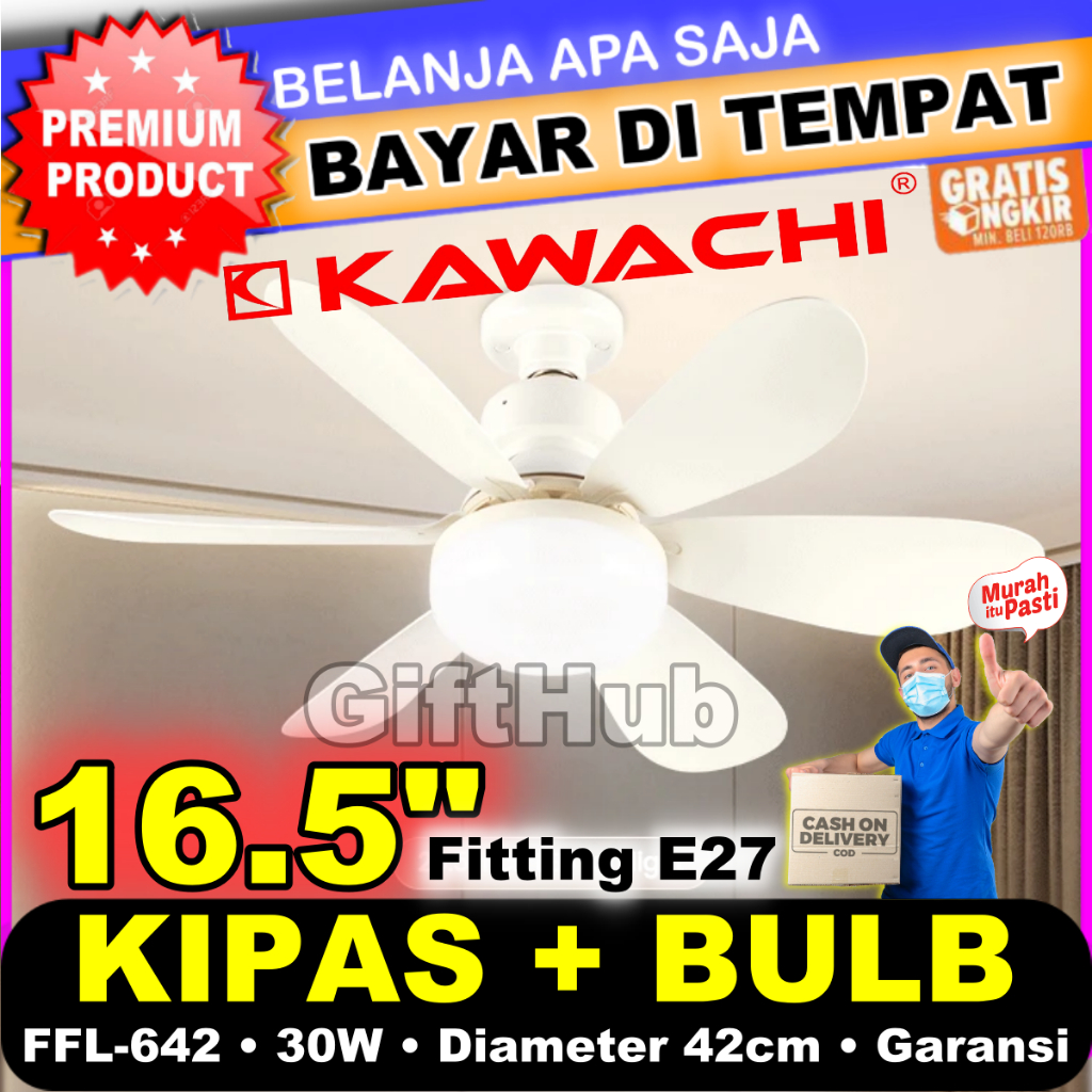 Jual Lampu Hias LED dan Kipas Flower Light Kawachi FFL-652 Ceiling Fan ...