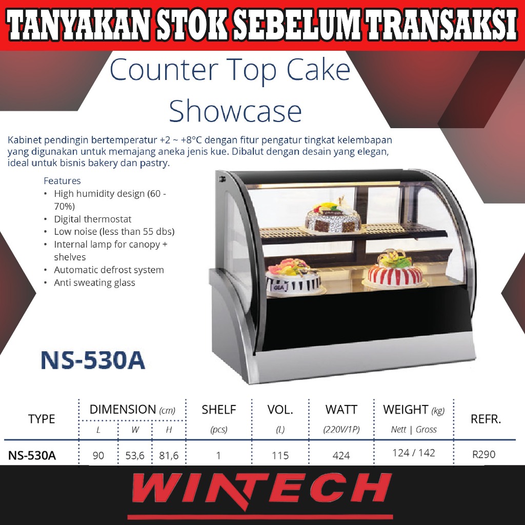 Jual Gea NS-530A Counter Top Cake Showcase - Tempat Pendingin ...