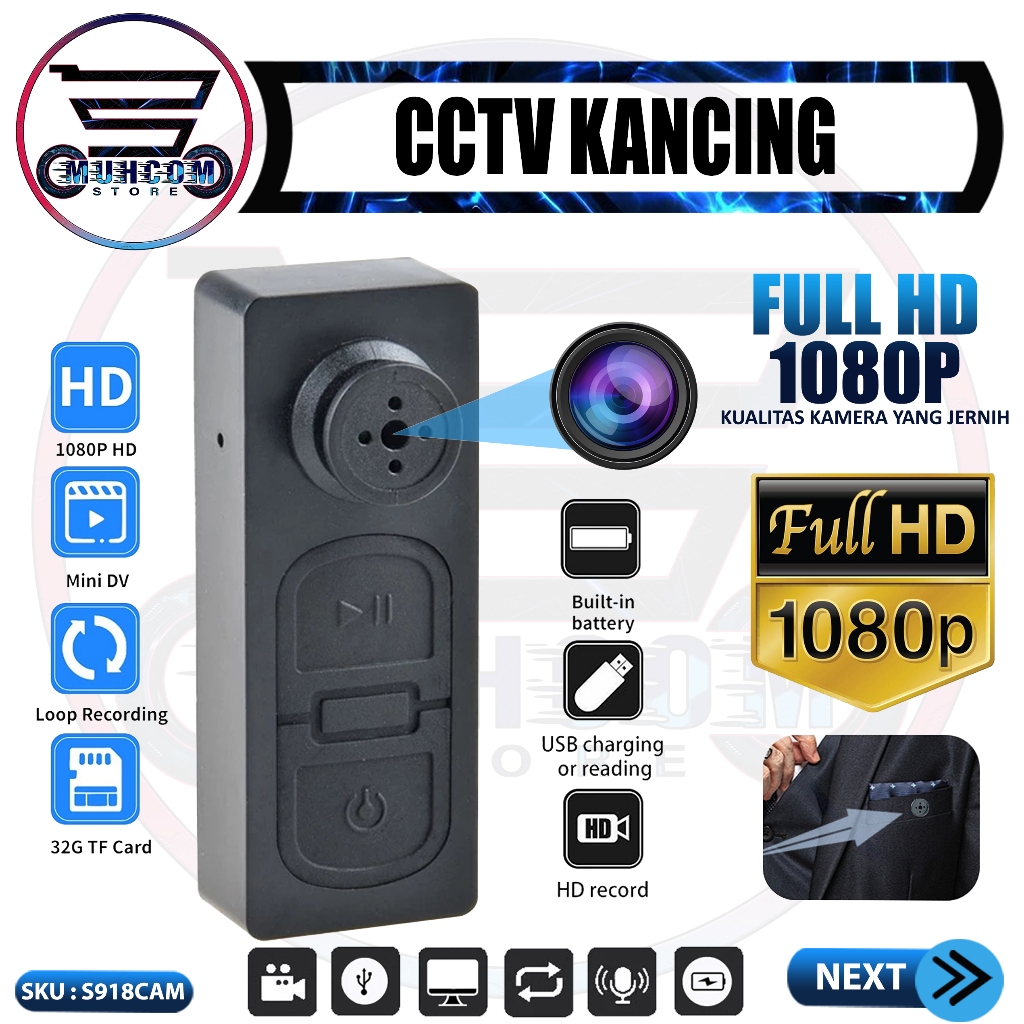 Jual Kamera Mini DV DVR Camera S918 Button Kancing Pakaian Baju Camcorder Hidden Spy Camera HD ...