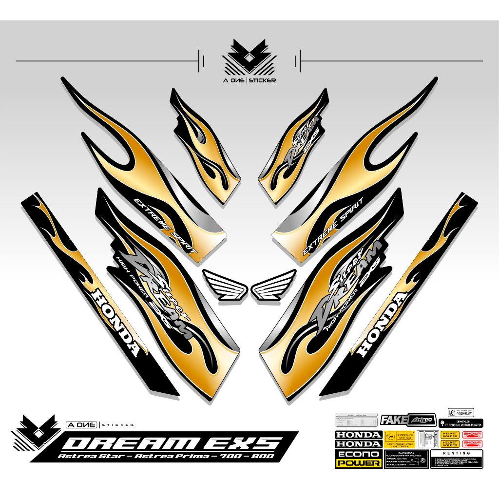Jual STRIPING HONDA ASTREA MOTIF API PRIMA DREAM EX5 TRIBAL FIRE MOTIF ...