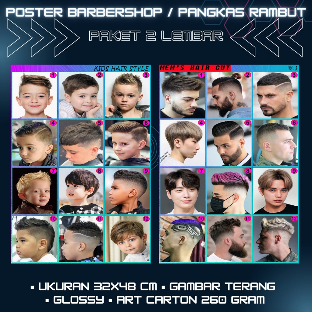 Jual Poster pangkas rambut / poster terbaru barber / Poster Rambut Pria ...