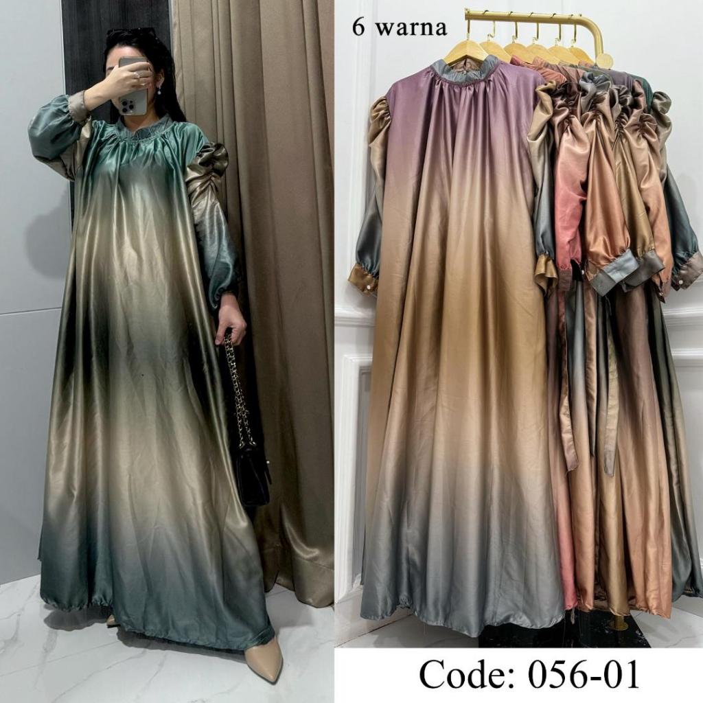 Jual GAMIS SHIMMER SILK OMBRE TWO TONE TANGAN BALON RUFFLE MEWAH 056-01 ...
