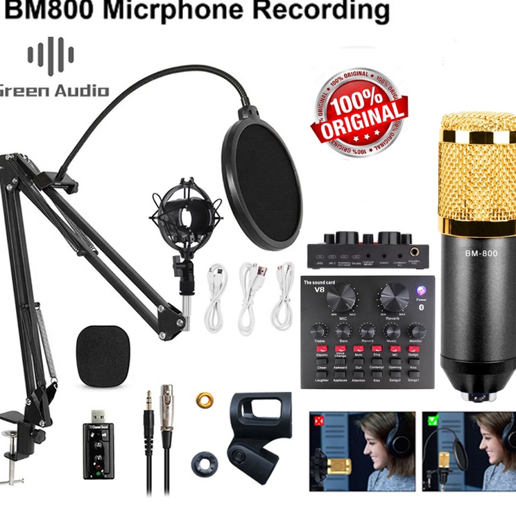 Jual FC PAKET KUMPLIT MIC CONDENSER BM 8 STAND SOUNDCARD V8 SPLITTER ...