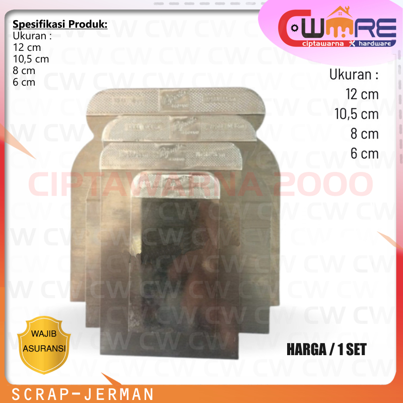 Jual Scrap Set Jerman Kape Besi Scraper KP Set 4 Pcs Ukuran 6 8 10,5 12 ...