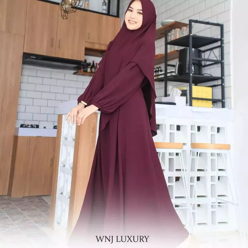 Jual GAMIS SYARI CRINCLE PLUS KHIMAR UKURAN M L XL XXL GAMIS SYARI BUSUI POLOS SET MURAH ...