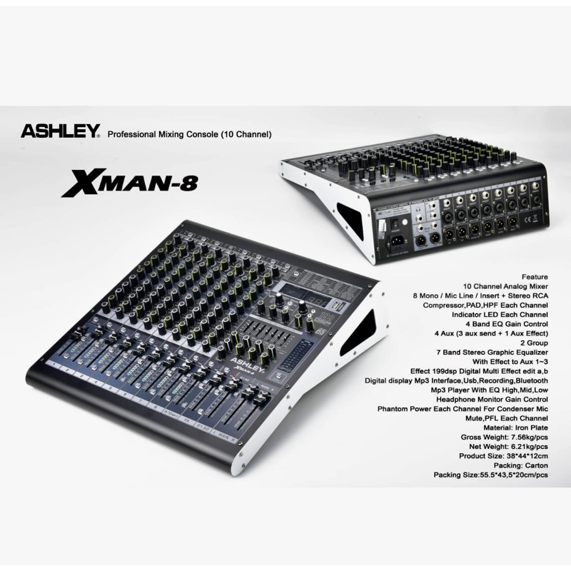 Jual Mixer Ashley Xman 8 Original 8 Channel Bluetooth - USB Interface ...