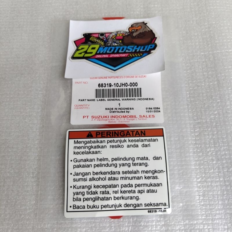 Jual Stiker Label Warning Peringatan All Suzuki Original SGP | Shopee ...