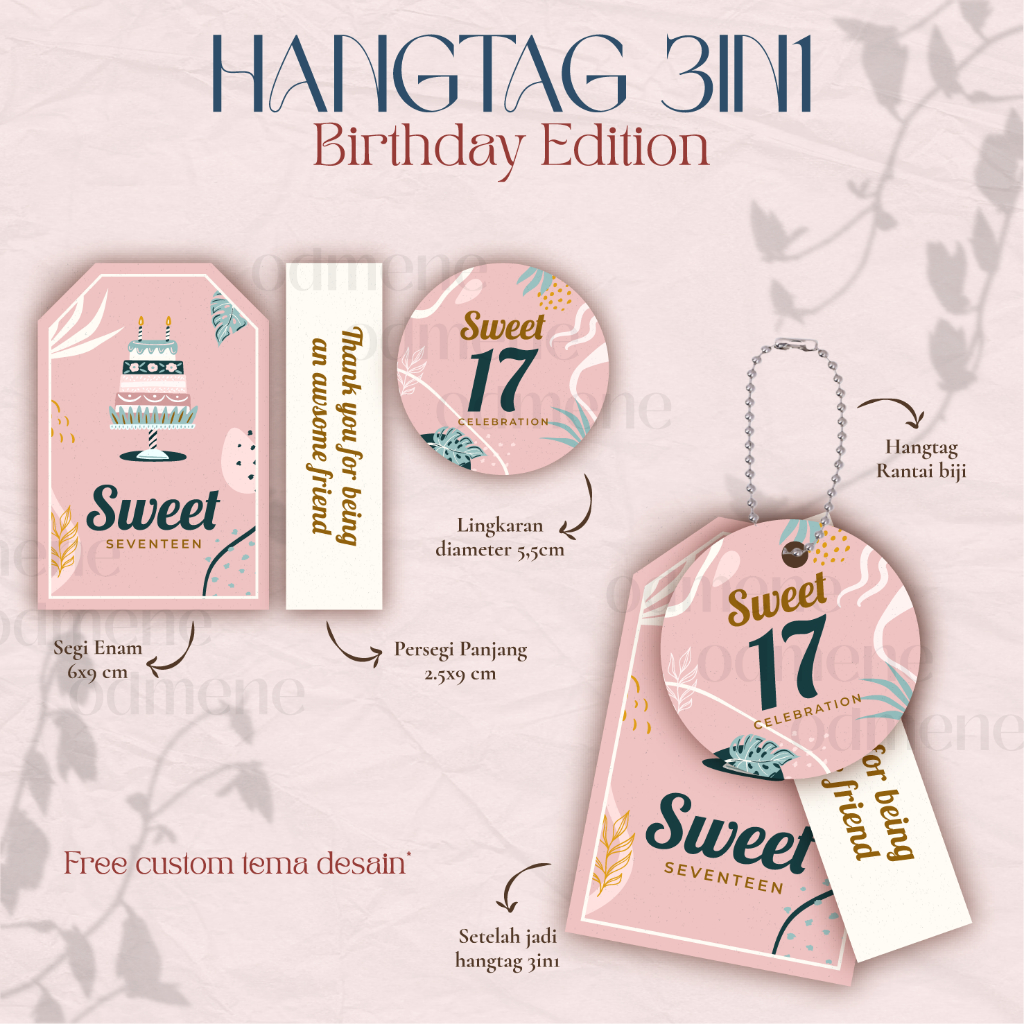 Jual Custom Hang Tag 3in1 Birthday Ulang Tahun / Hang Tag Ulang Tahun ...