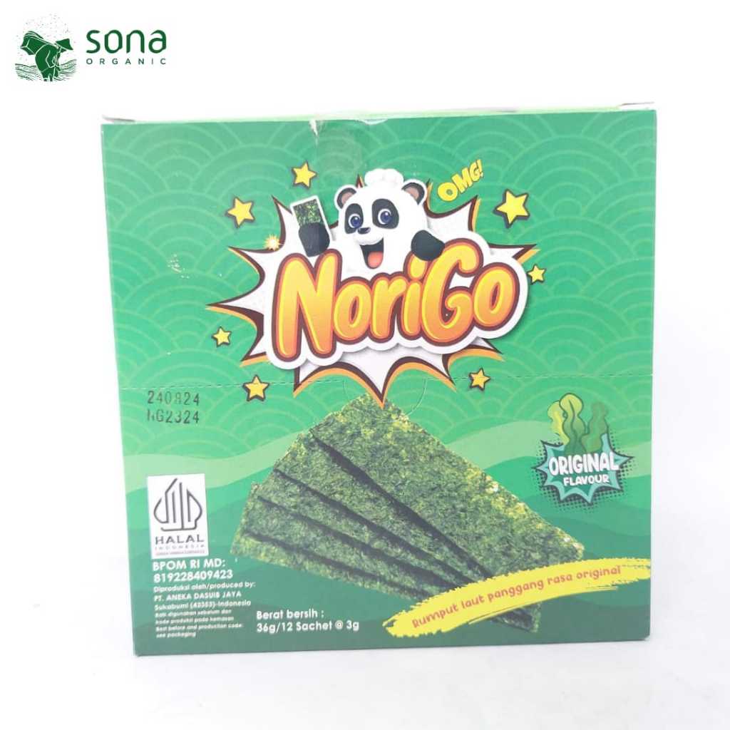 Jual Norigo Rumput Laut Original 36g - Nori Sachet Seaweed Snack isi 12 ...
