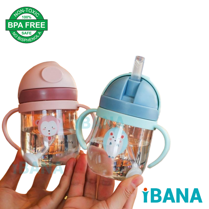 Jual IBANA HU46 BOTOL MINUM ANAK GAGANG MOTIF 250ML / BOTOL MINUM ANAK ...