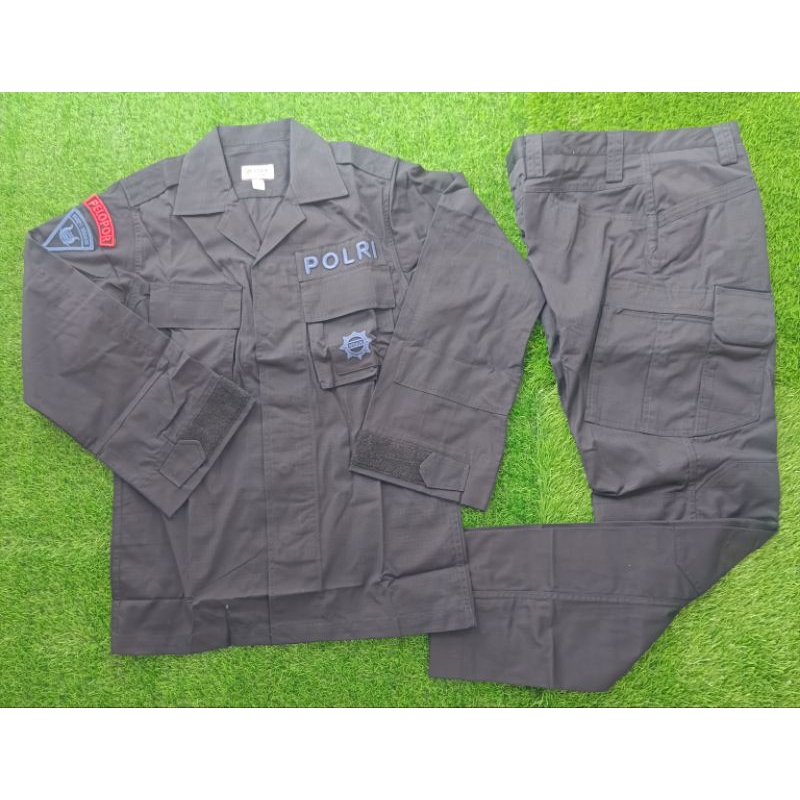 Jual Seragam PDL Hitam Tactical Jatah Brimob Tahun 2022 Kotak dan Halus ...