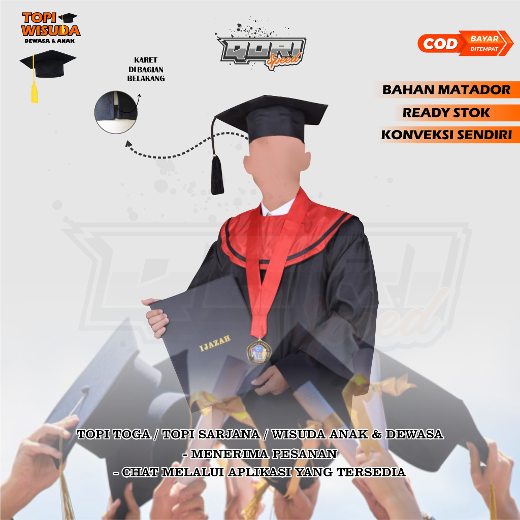Jual Topi Wisuda / Topi Sarjana / Topi Toga TK,SD,SMP,DEWASA,MAHASISWA ...