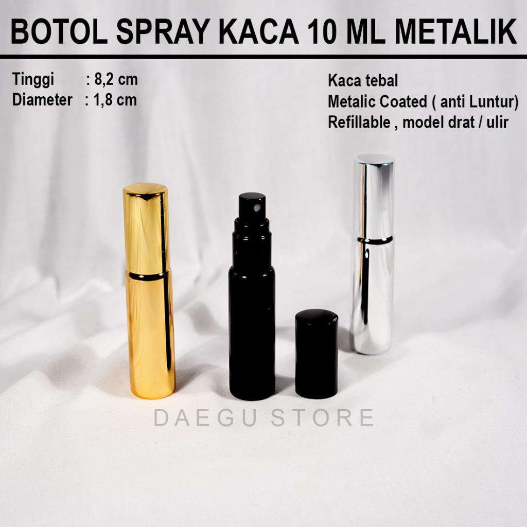 Jual Botol Spray 10ml Kaca Metalik / Metalik Coated - Travel Parfum Isi Ulang Decant Sprayer ...
